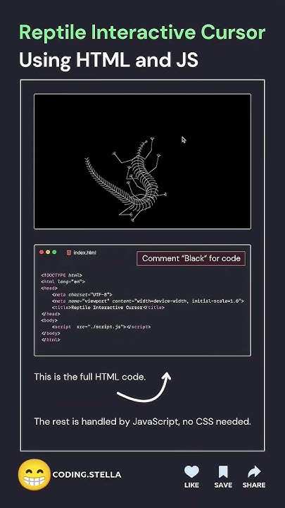 Reptile interactive Cursor Using HTML and JS😱😱😱😱 #coding #pythonanddjangofullstackwebdeveloper ...