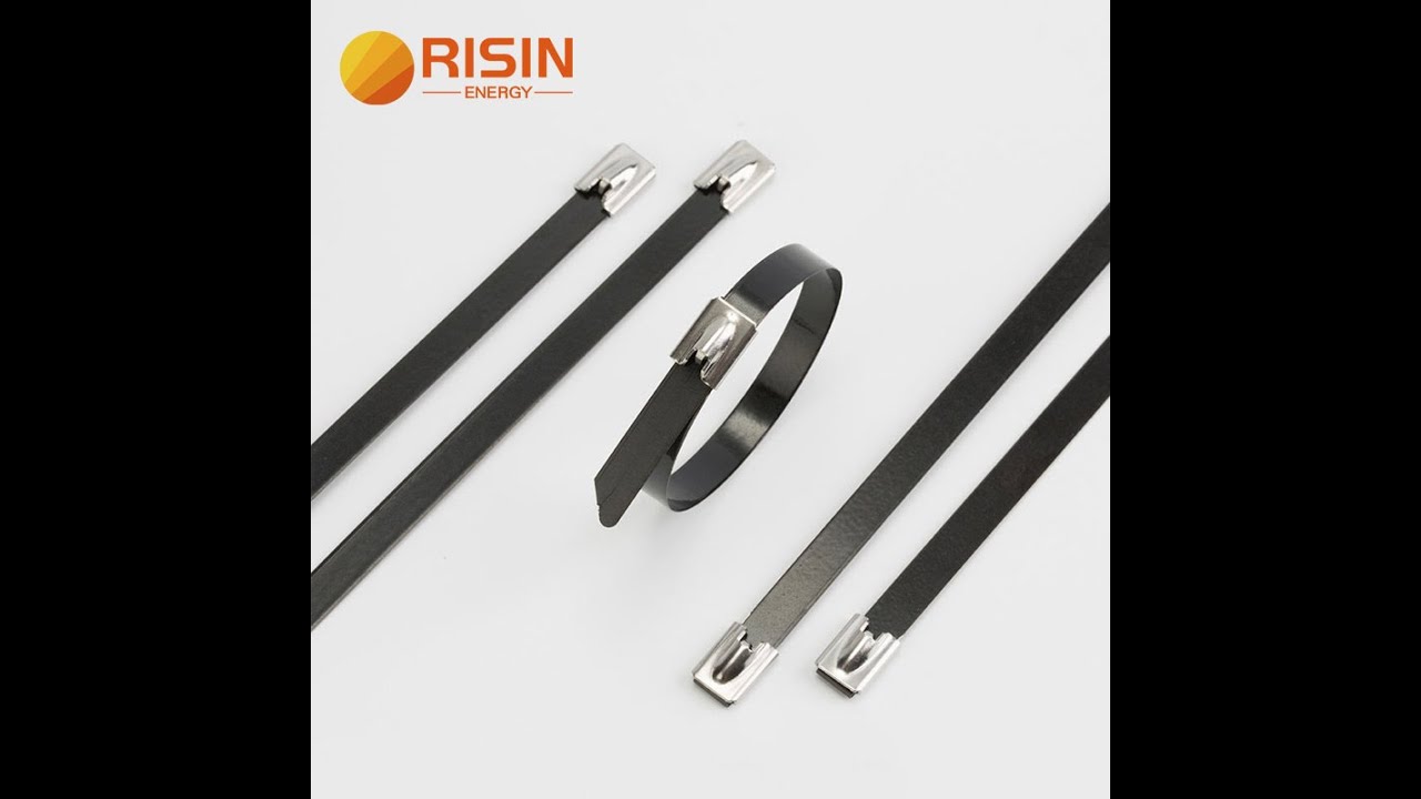 Black Plastic PVC Coated Metal Strap Ties Stainless Steel Locking Ties ...