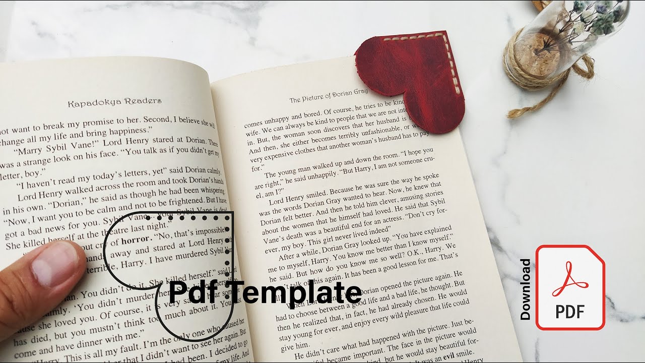 Leather Heart Bookmark Pattern - Leather Bookmark diy - Making a ...