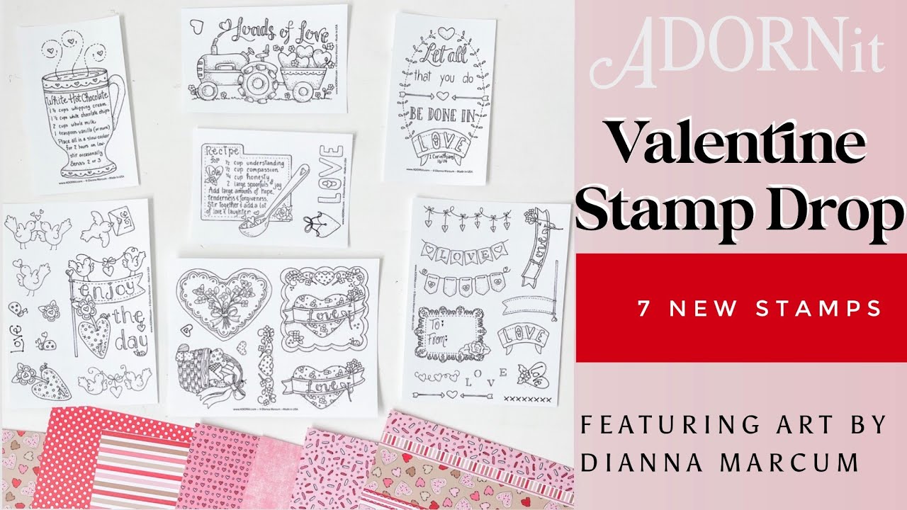 7 NEW Valentine Clear Stamps! Featuring art by Dianna Marcum - YouTube