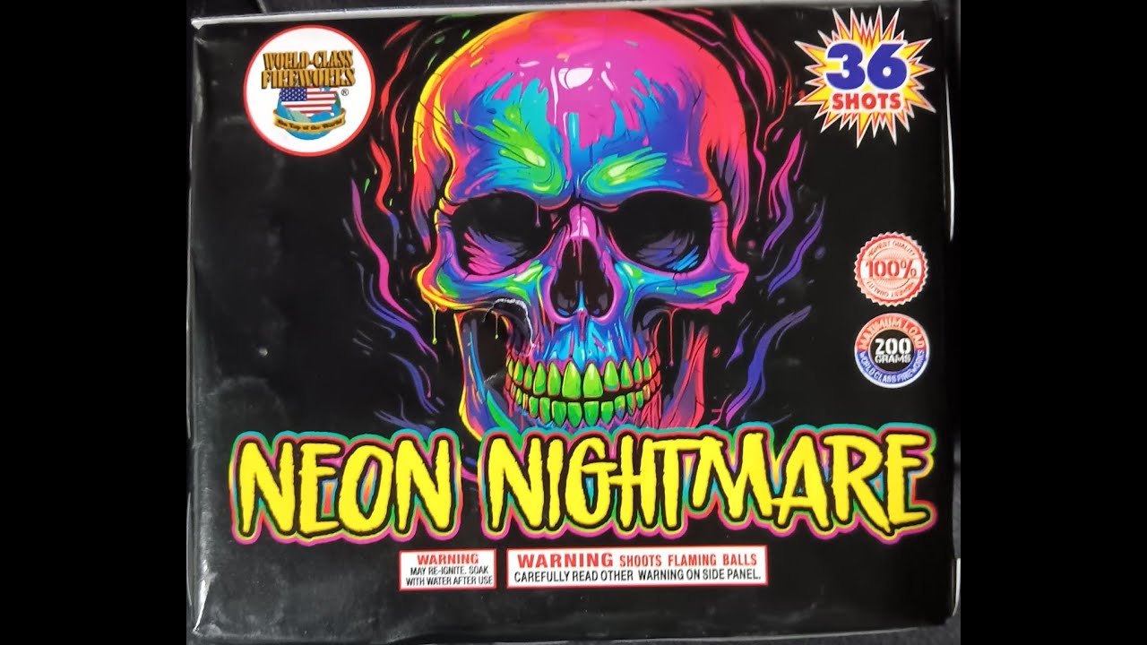NEON NIGHTMARE BY (WORLD CLASS FIREWORKS) 36 SHOT 200 GRAM - YouTube