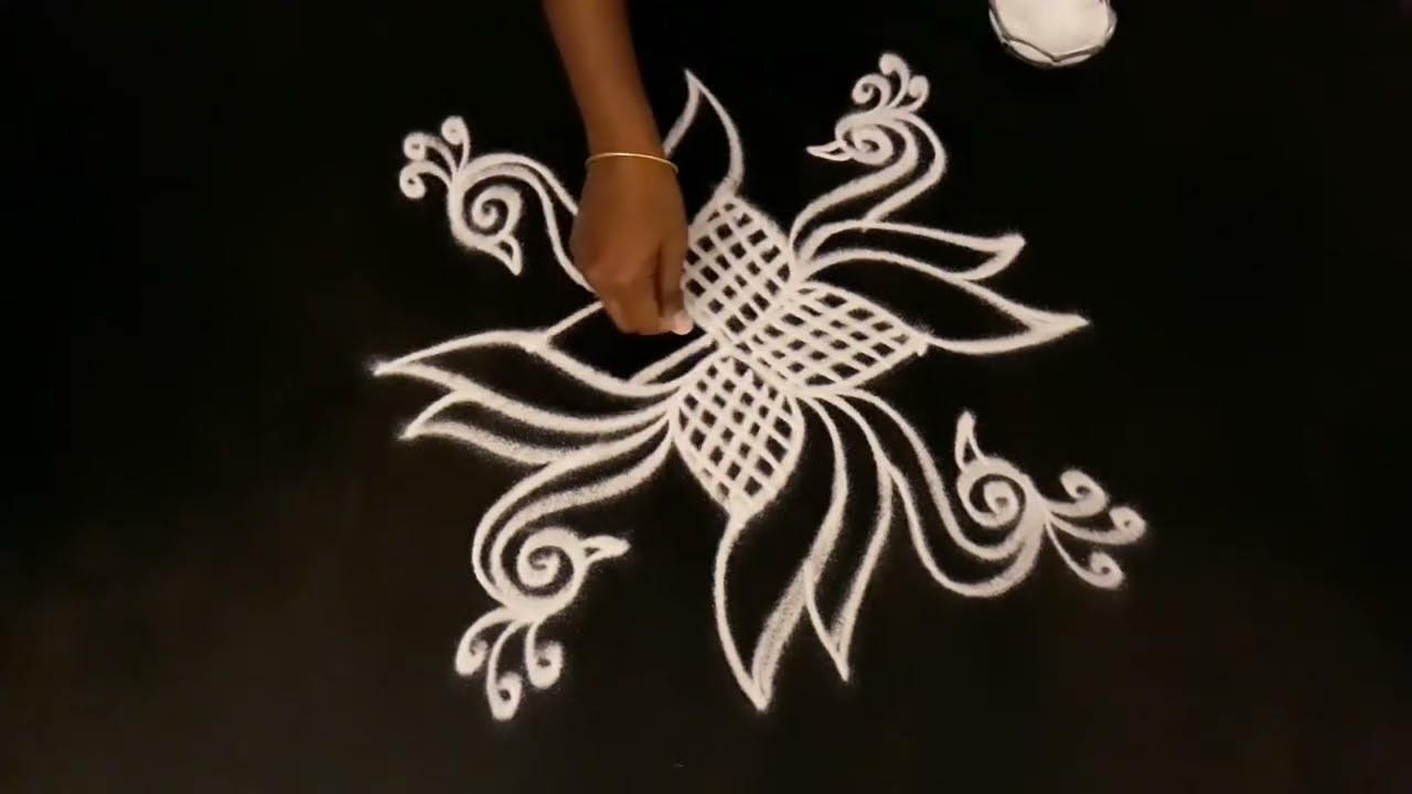 mayil kolam, peacock rangoli for beginners, pulli kolam, simple peacock ...