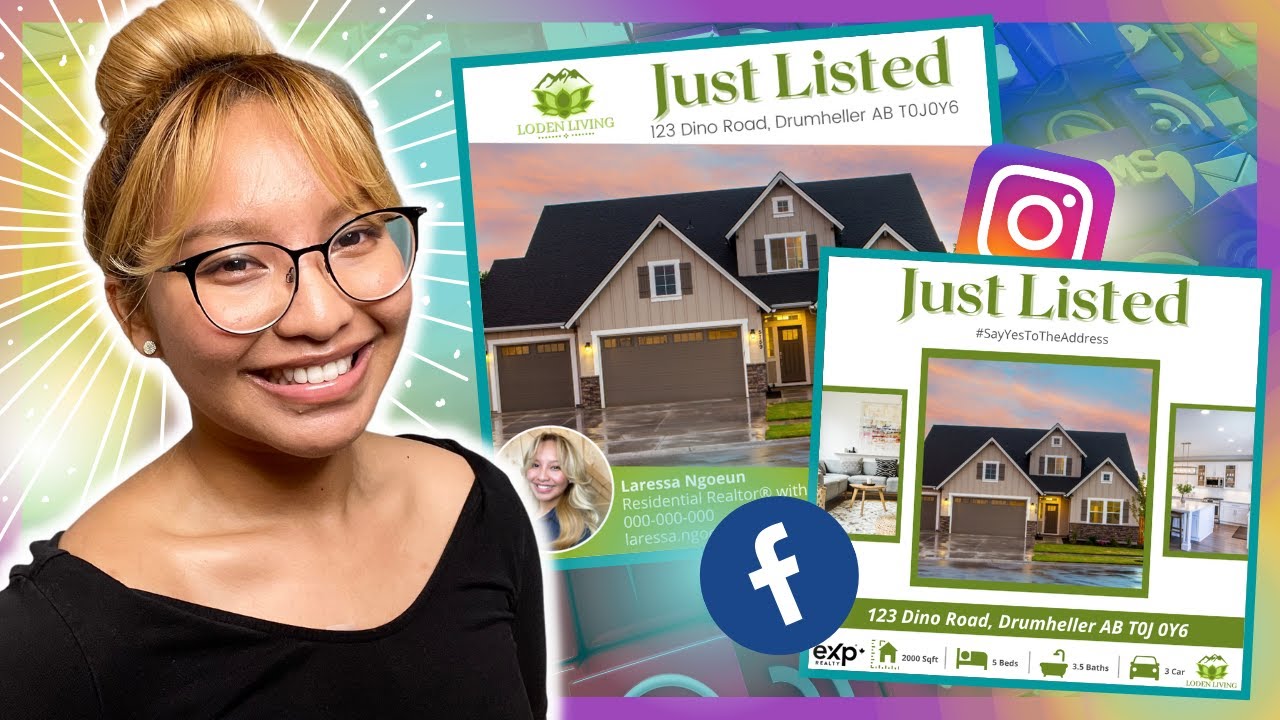 How to Design "JUST LISTED" Real Estate Social Media Posts - YouTube