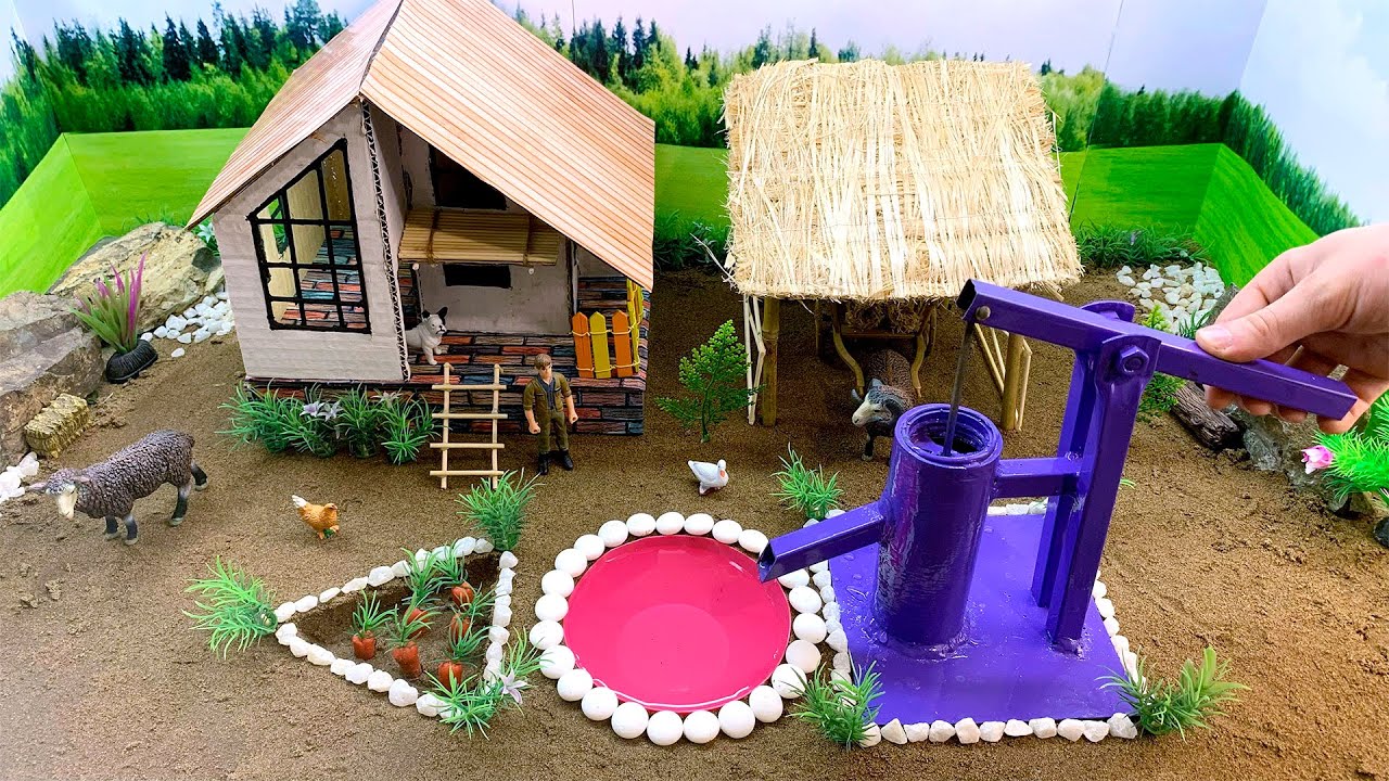 DIY mini Farm Diorama with house for Sheep | Mini Hand Pumb Supply ...