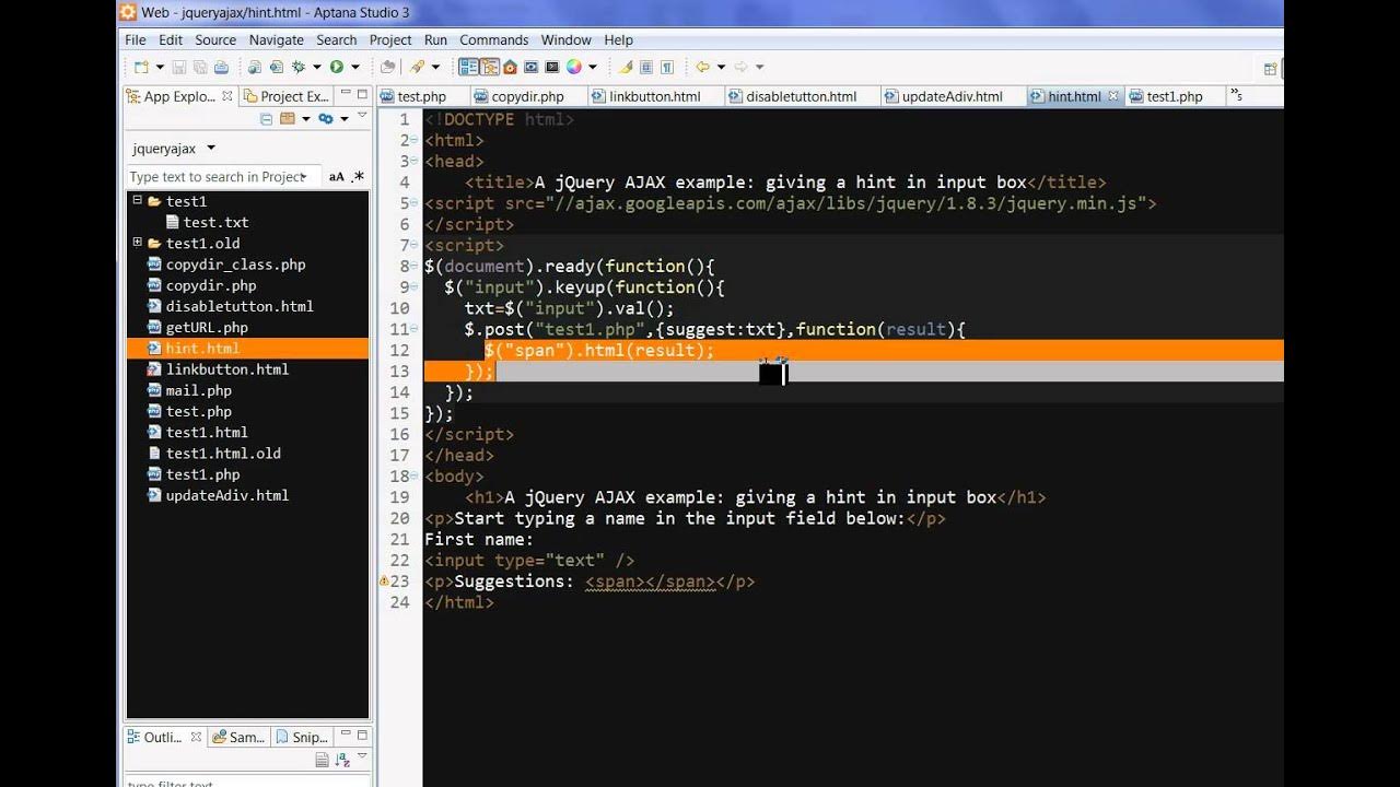 Giving a hint in input box using jQuery/ajax - YouTube