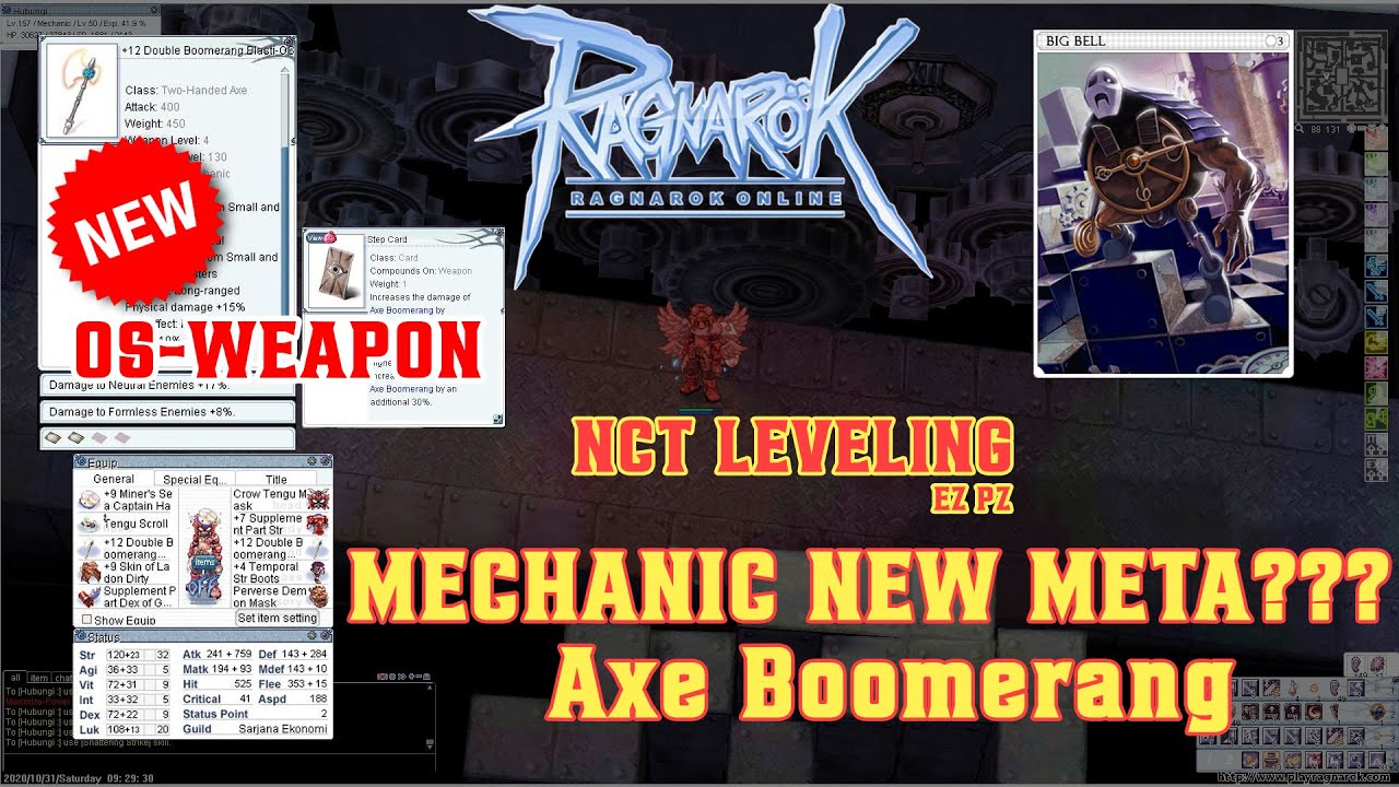 iRO Chaos - Mechanic Axe Boomerang NCT LEVELING 1 HIT EZ PZ!!! NEW OS ...
