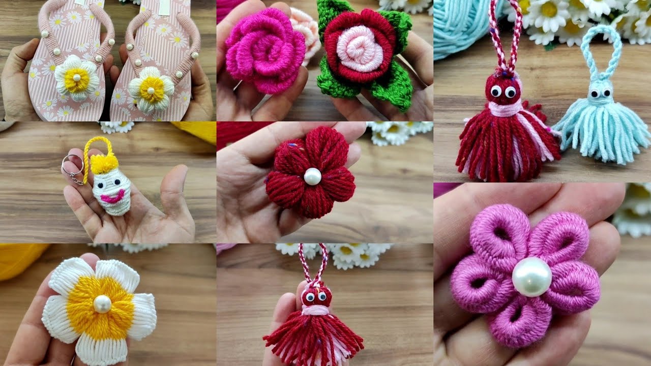 Amazing Woolen Flower Craft Ideas with Cottonbuds Easy Rose Making Hand EmbroideryDesign Trick YouTube