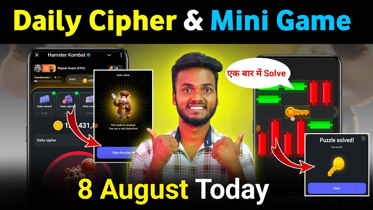 8 August Mini Game & Daily Cipher Code | Hamster Kombat Daily Cipher ...