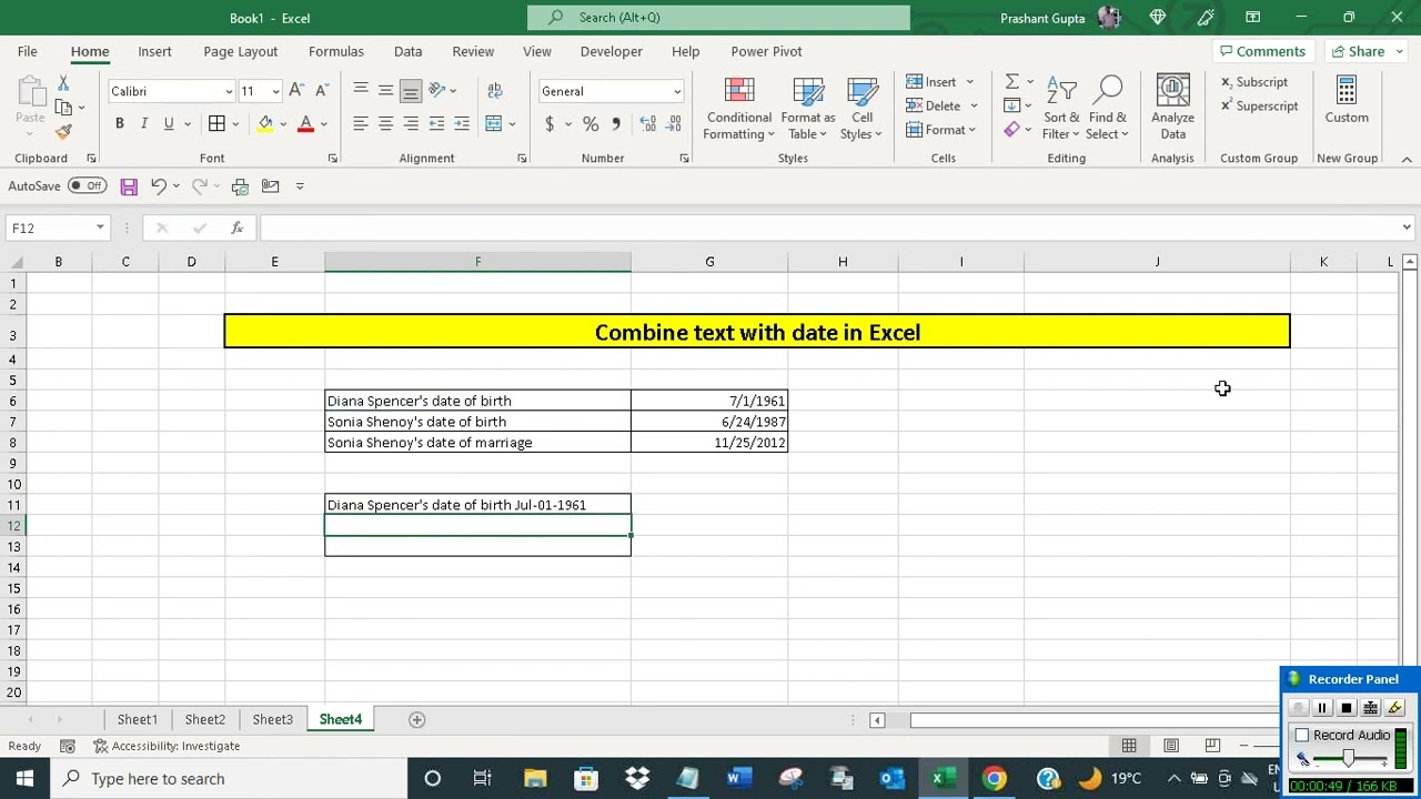 Combine Text With Date In Excel YouTube Combine Text With Date In Excel YouTube