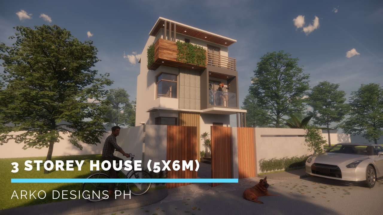 3 STOREY HOUSE DESIGN FOR 30 SQM BLDG FOOTPRINT (5 X 6 METERS) - YouTube