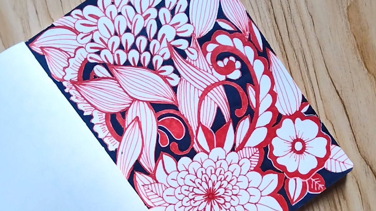 Mesmerizing Black & Red Ink Doodle Art | Creative Process Revealed!💮 ...