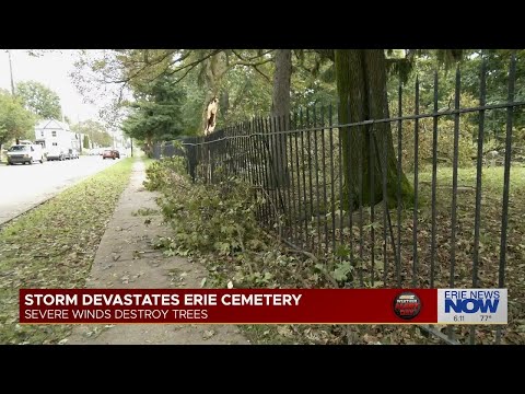 Sturm verwüstet Erie Cemetery