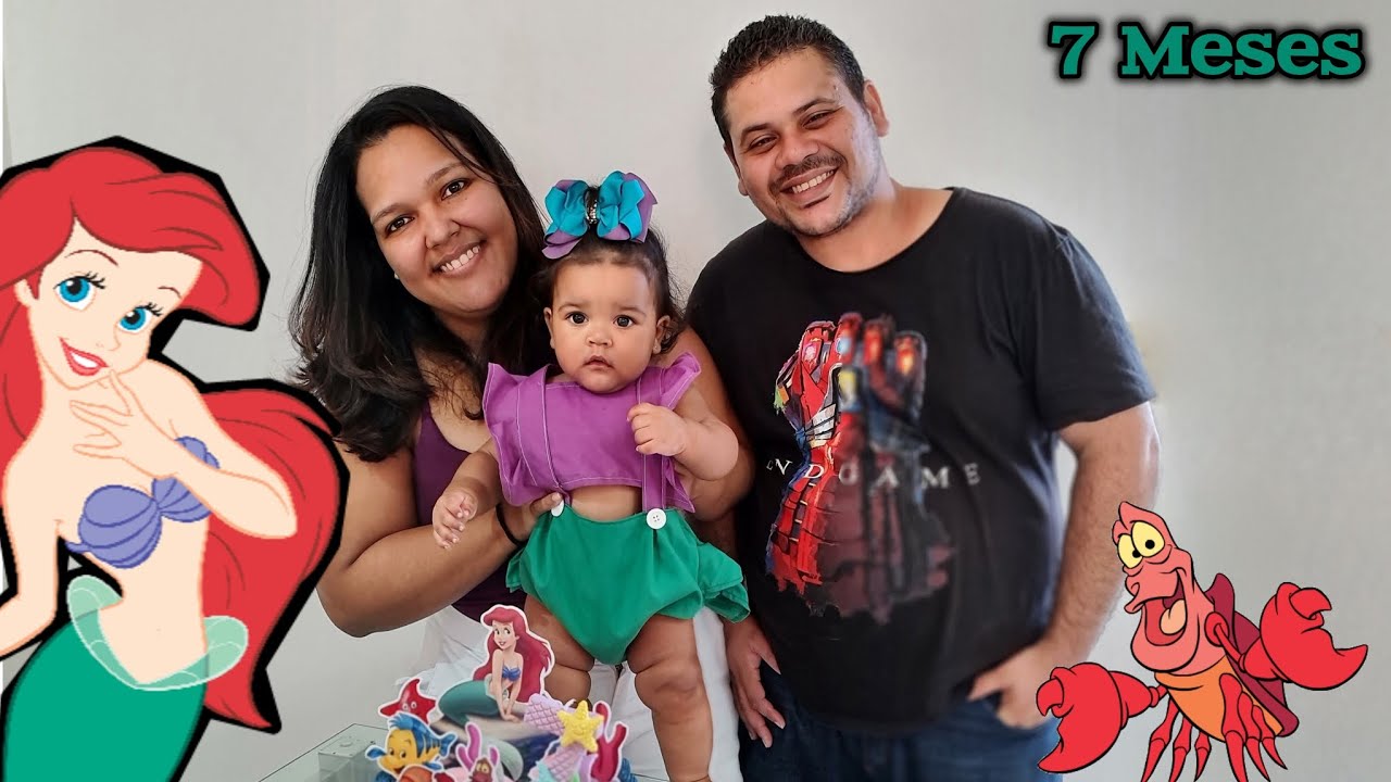 7° Mesversario de nossa Filha Heaven /Tema: Ariel Pequena Sereia Disney ...