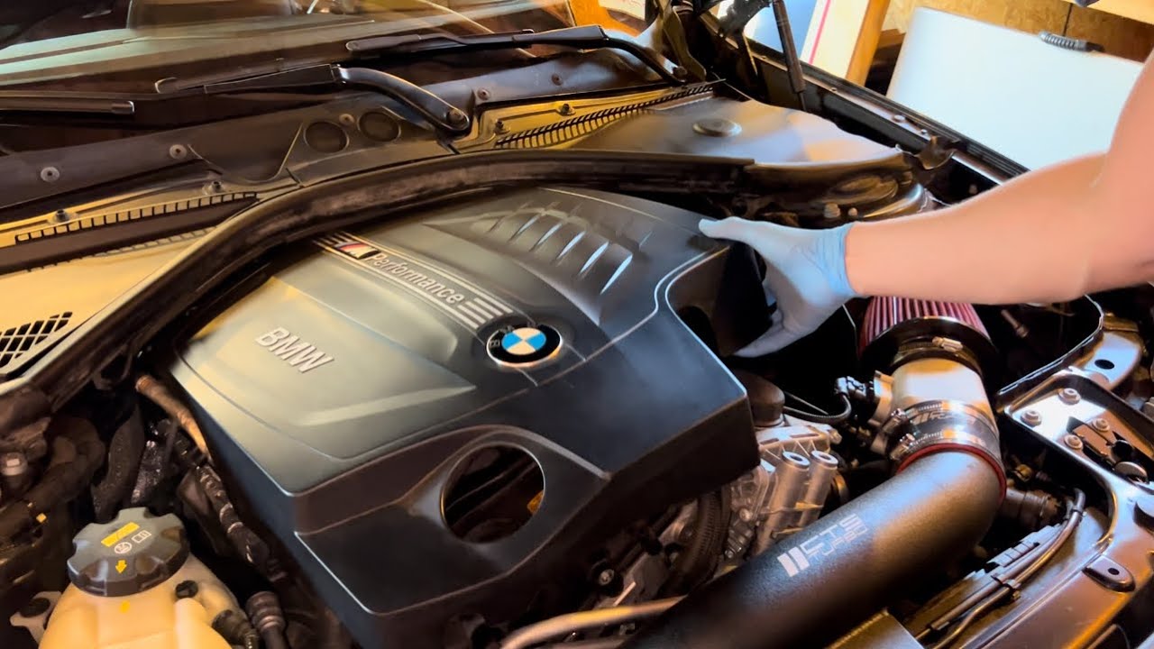 How to remove Bmw M235 N55 engine cover - YouTube