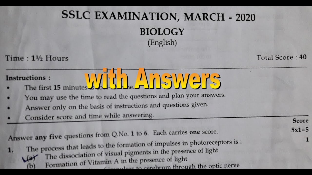 SSLC BIOLOGY ENG ANNUAL EXAM 2020 QUESTION PAPER WITH ANSWERS sslc-biology-eng-annual-exam-2020-question-paper-with-answers