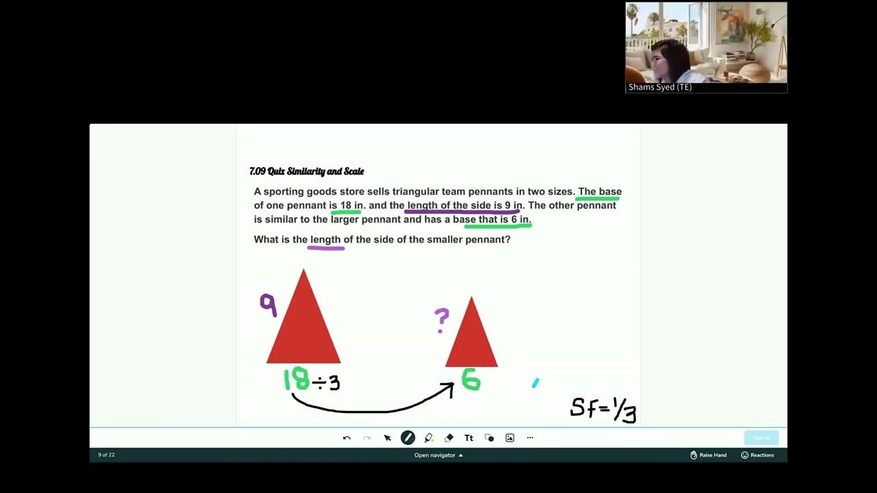 7.09 Quiz Similarity and Scale - Tutorial Video - YouTube