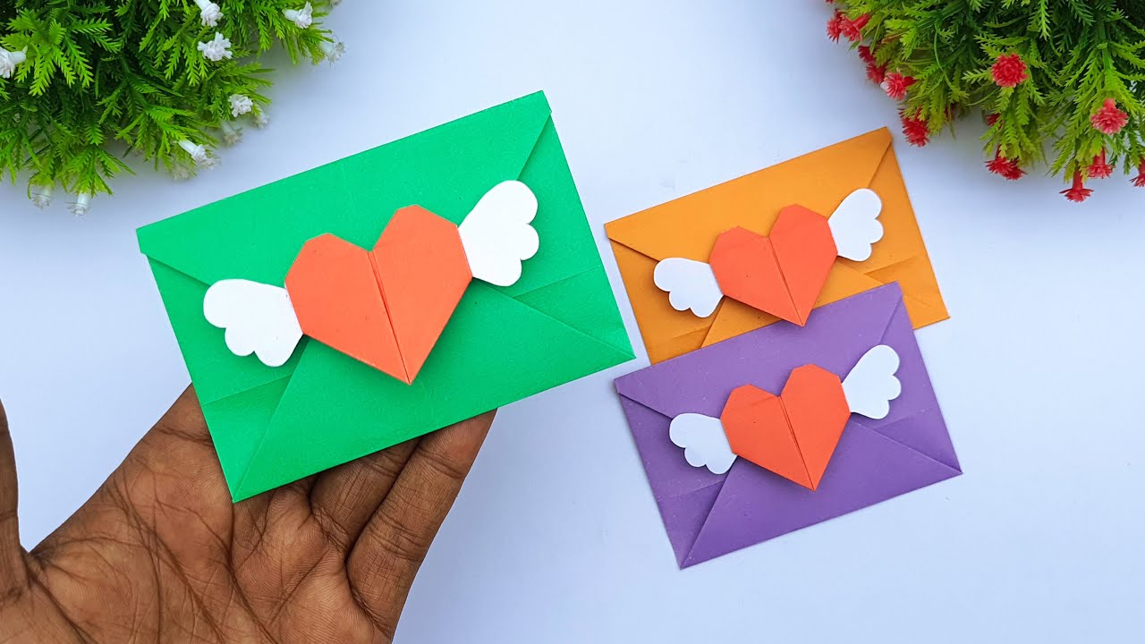 Origami Paper Envelope with Heart | Valentine's Day Paper Crafts | DIY ...