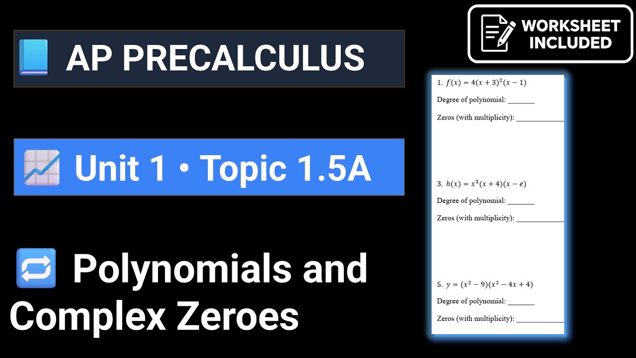 AP Precalculus Unit 1 Topic 1.5A Polynomials and Complex Zeros - YouTube
