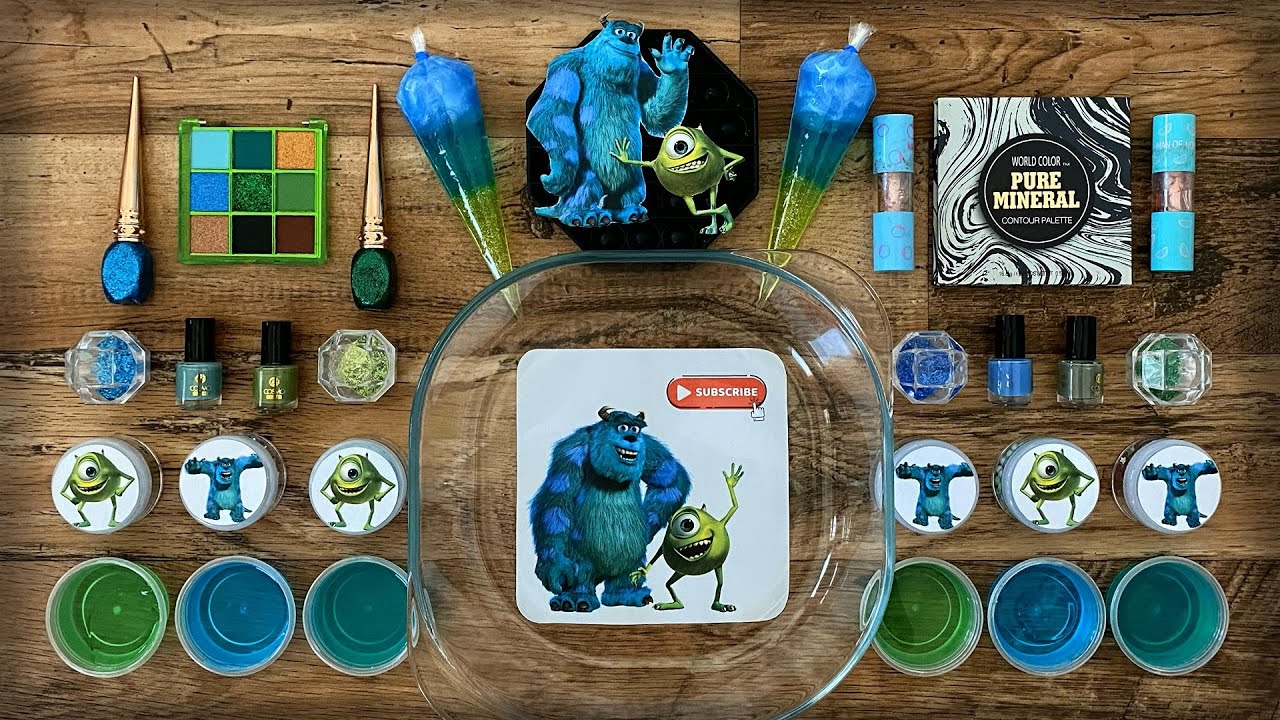 MAKEUP Slime Coloring!! Satisfying Monsters, INC. Slime Mixing!!★ASMR ...