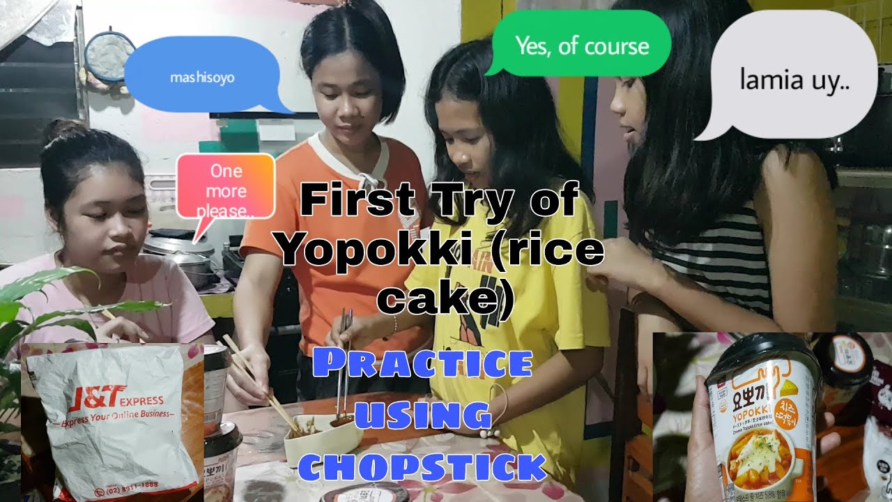 Eating Yopokki (rice cake) practice using chopsticks/Province Life in ...