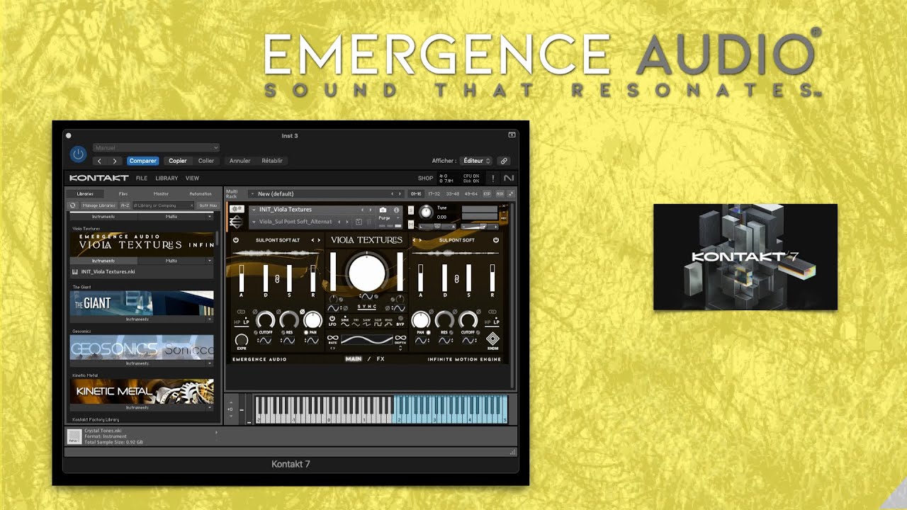Un instrument virtuel particulièrement inspirant... pour 65$ US - Emergence Audio format Kontakt ...