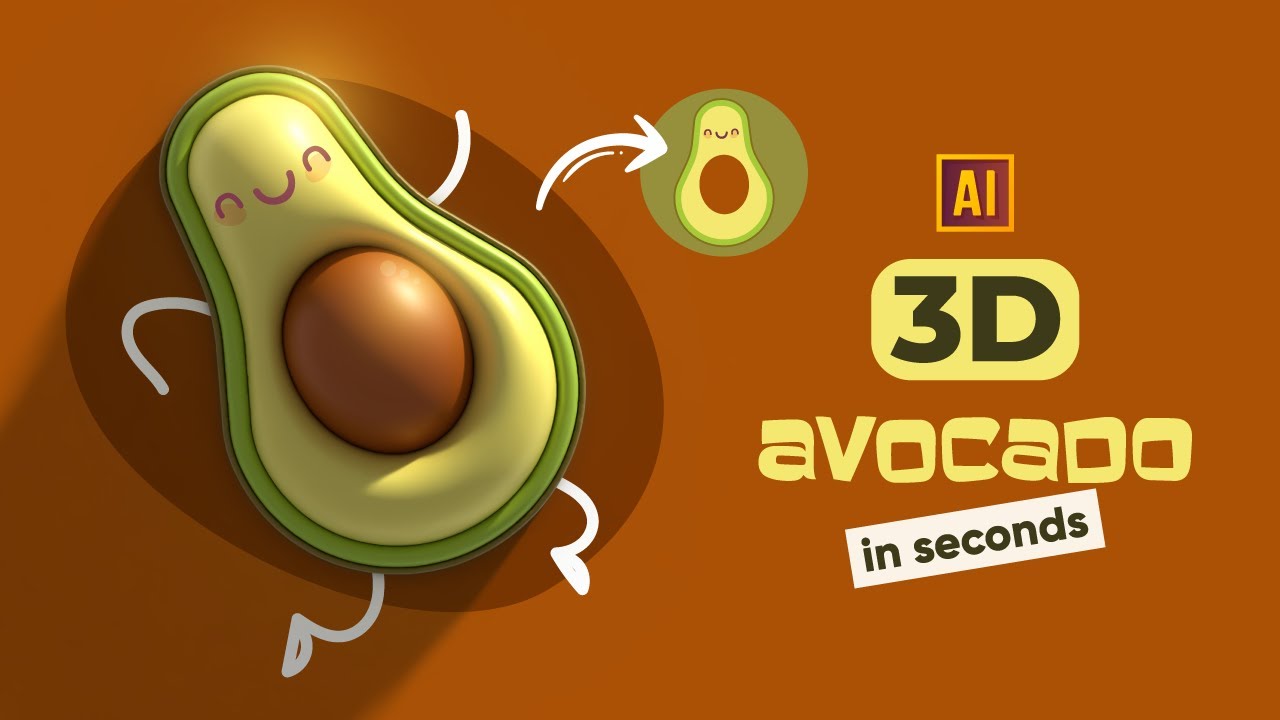 HOW TO DRAW A 3D AVOCADO WITH A FACE IN KAWAII STYLE | TUTORIAL IN ...