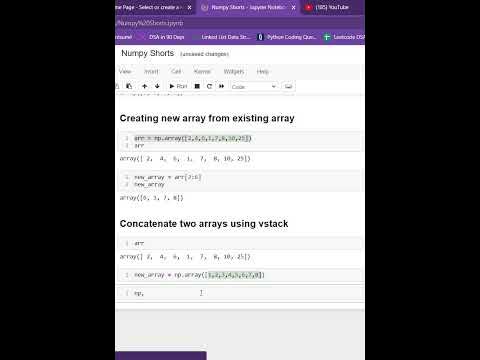 How to Merge Two Arrays using vstack in Numpy in Hindi - YouTube