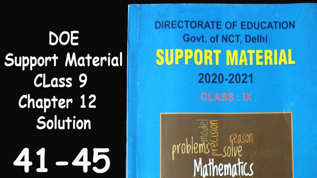 Doe support material solution 2020 | CBSE class 9 maths Chapter 12 ...