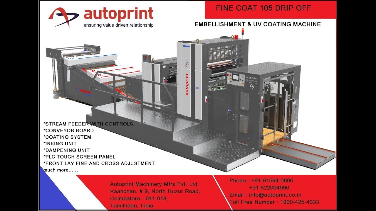 AUTOPRINT||Finecoat||105 Dripoff Machine||Aqueous Coating||UV coating ...