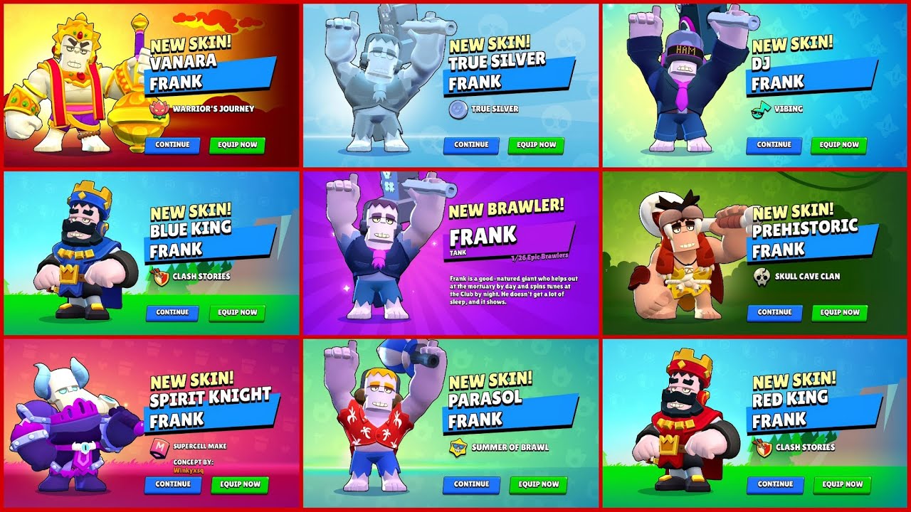 UNLOCKING ALL FRANK SKINS WITH NEW BACKGROUND 🤟 | Brawl Stars - YouTube