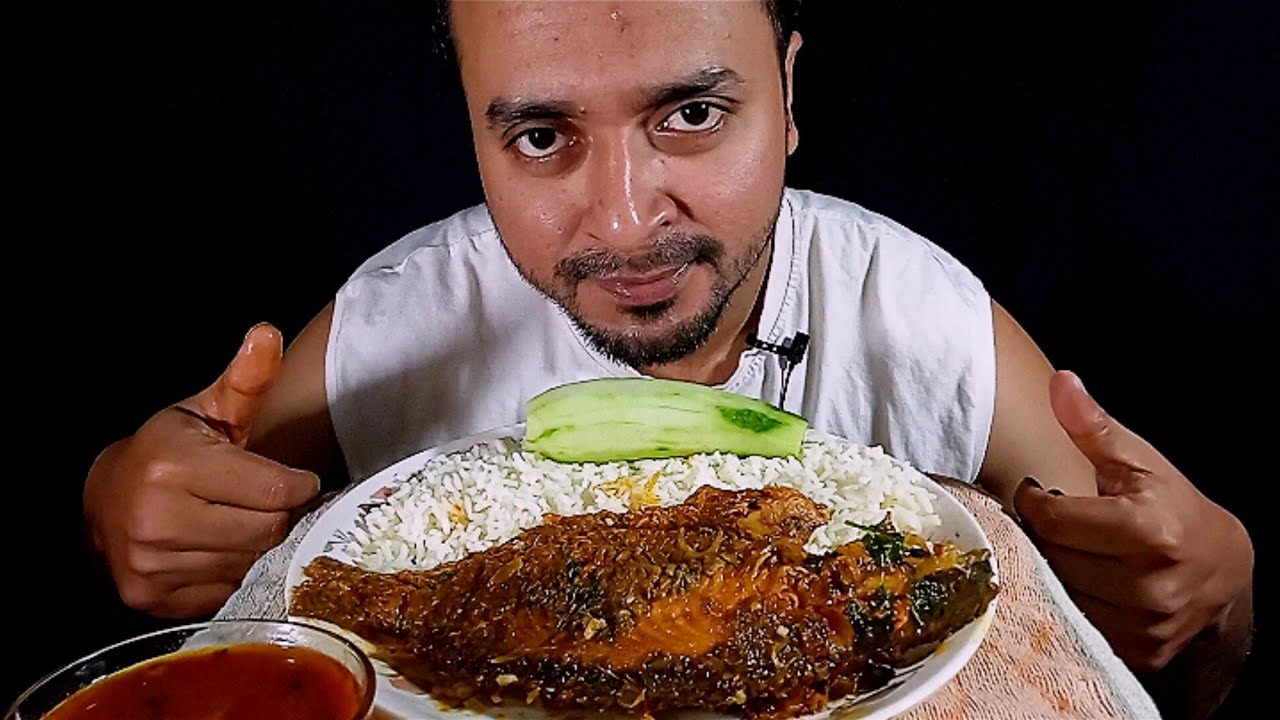 EATING 1KG BIG FISH 🐠 CURRY WITH RICE,CUCUMBER,MUKBANG ASMR EATING SHOW ...