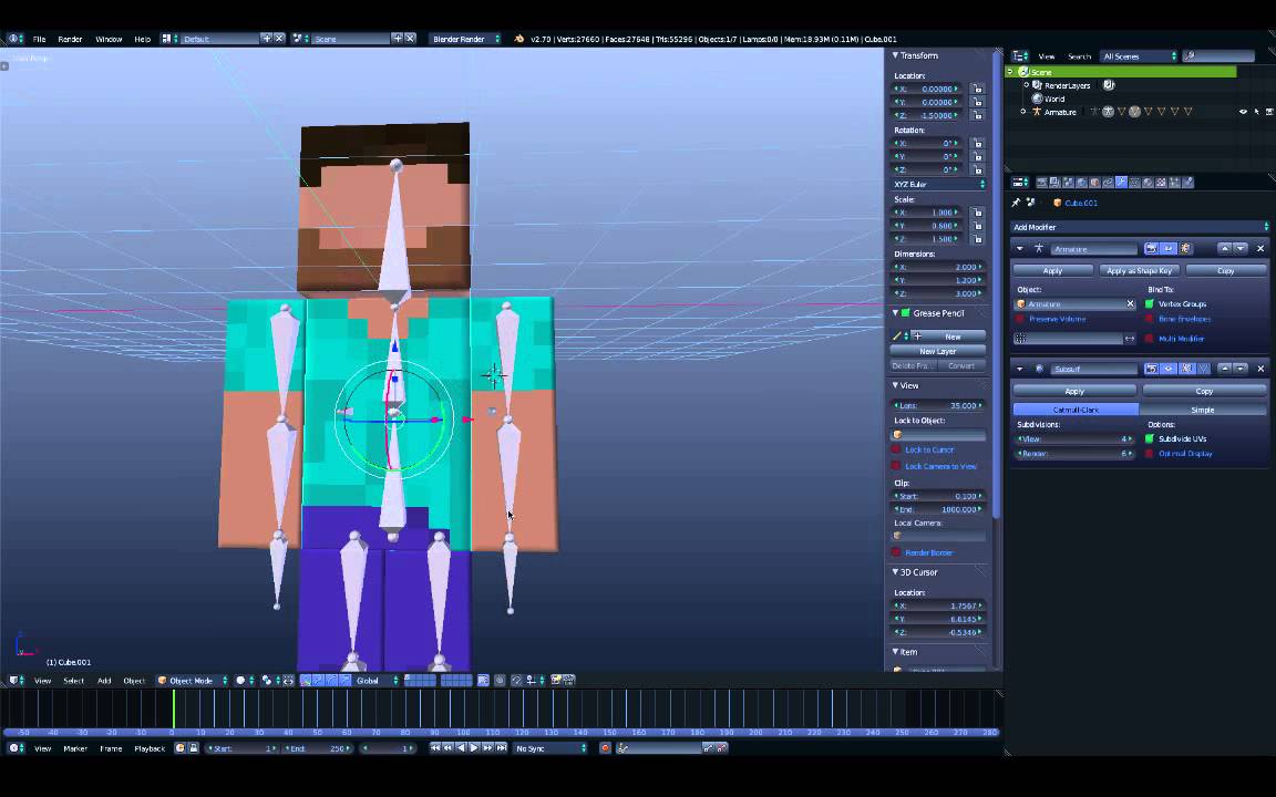 Minecraft rigging tutorial - #3 - Starting the face and IK. (Blender ...