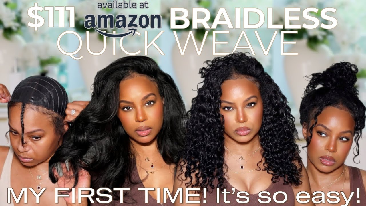 HOW TO DO A BRAIDLESS AMAZON QUICK WEAVE ON YOURSELF! $111 STRAIGHT TO ...