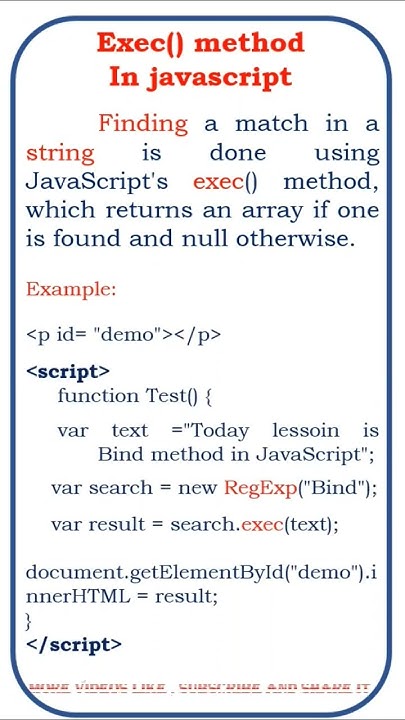 Exec Method In Javascript Ensolutions5210 Coding Javascriptcore Java Jscript Class Youtube