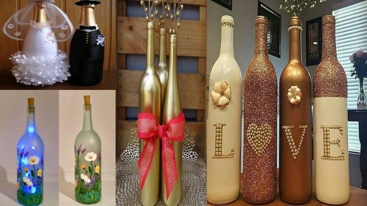 DIY waste Glass Bottle Decoration || Craft ideas house decorate - YouTube