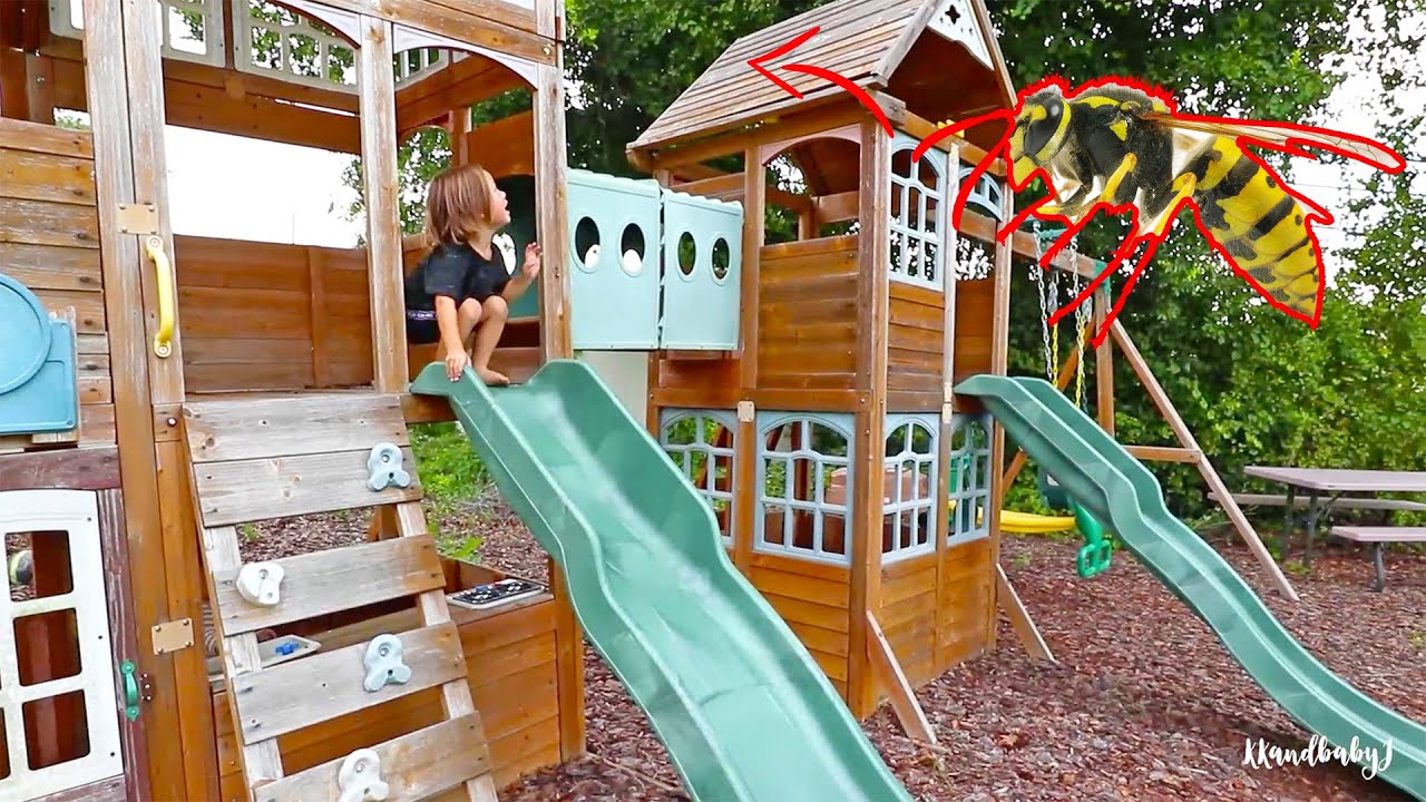 Jumping Off The Slide To Escape A Wasp - YouTube