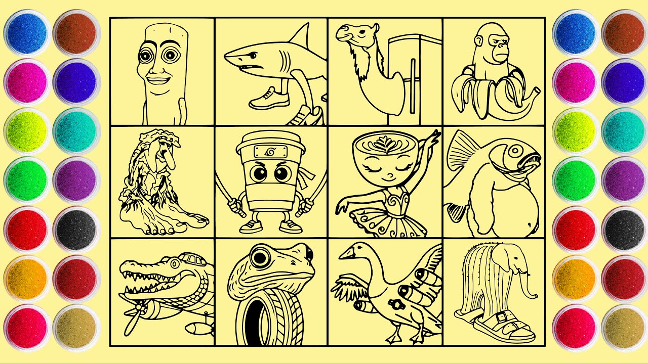 Drawing and Coloring Italian Brainrot Characters - Sand Painting ...