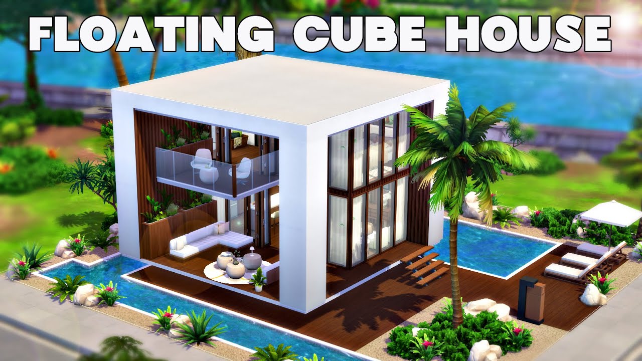 Modern Floating Cube House | Tropical Pool Villa 🌴 | The Sims 4 Speed ...