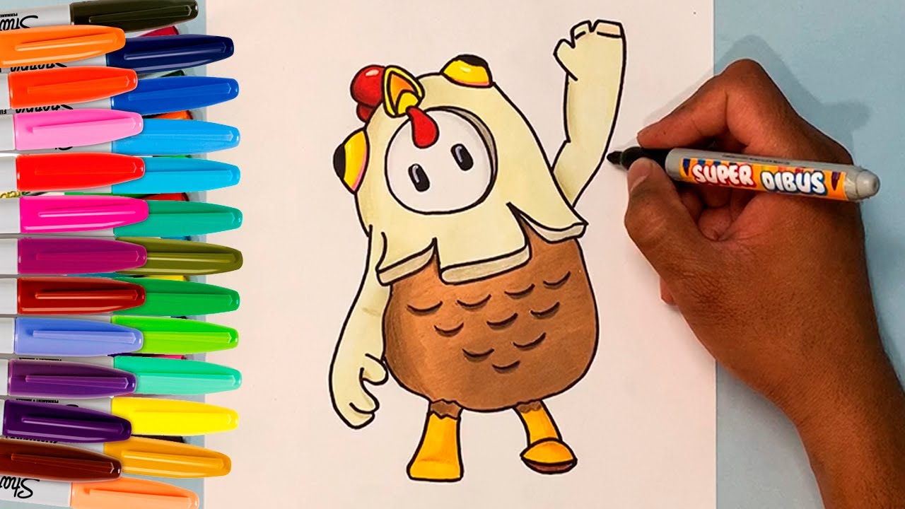 COMO DIBUJAR A CHICKEN DEL JUEGO FALL GUYS: ULTIMATE KNOCKOUT - YouTube
