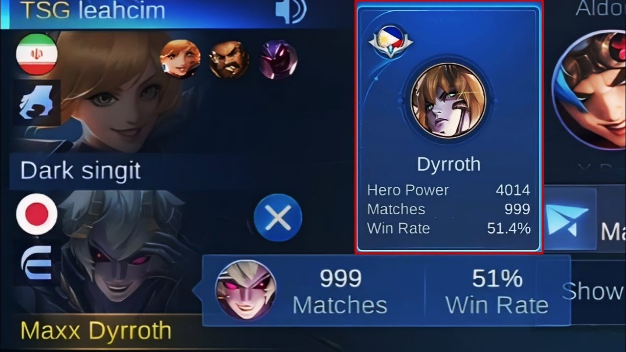 MY LAST MATCH TO REACH 1K MATCHES USING DYRROTH!!! WIN OR LOSE??? - YouTube