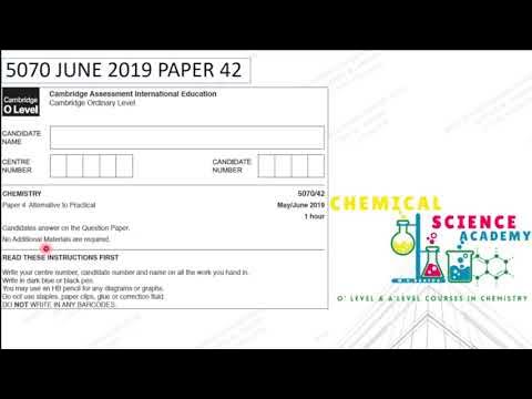 Chemistry (5070) June 2019 p42 Live Correction - YouTube