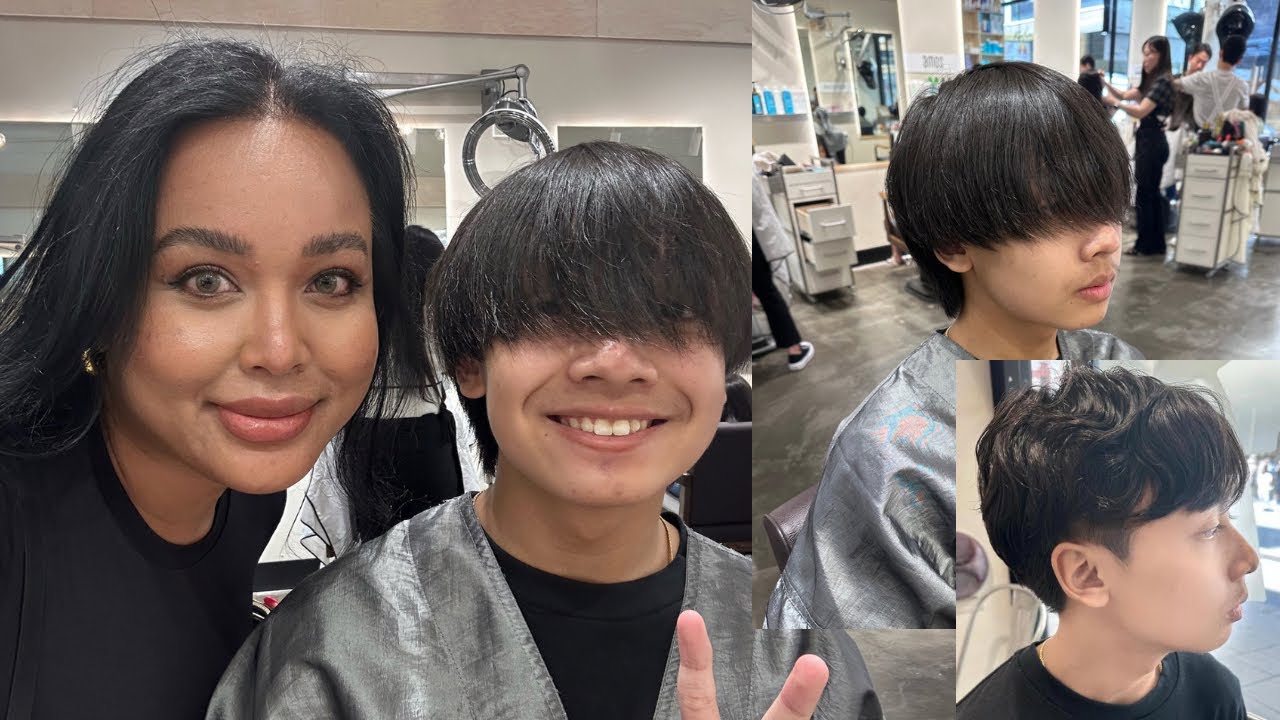 Korean Perm Hairstyle first time with my 14yrs old son at the top ...