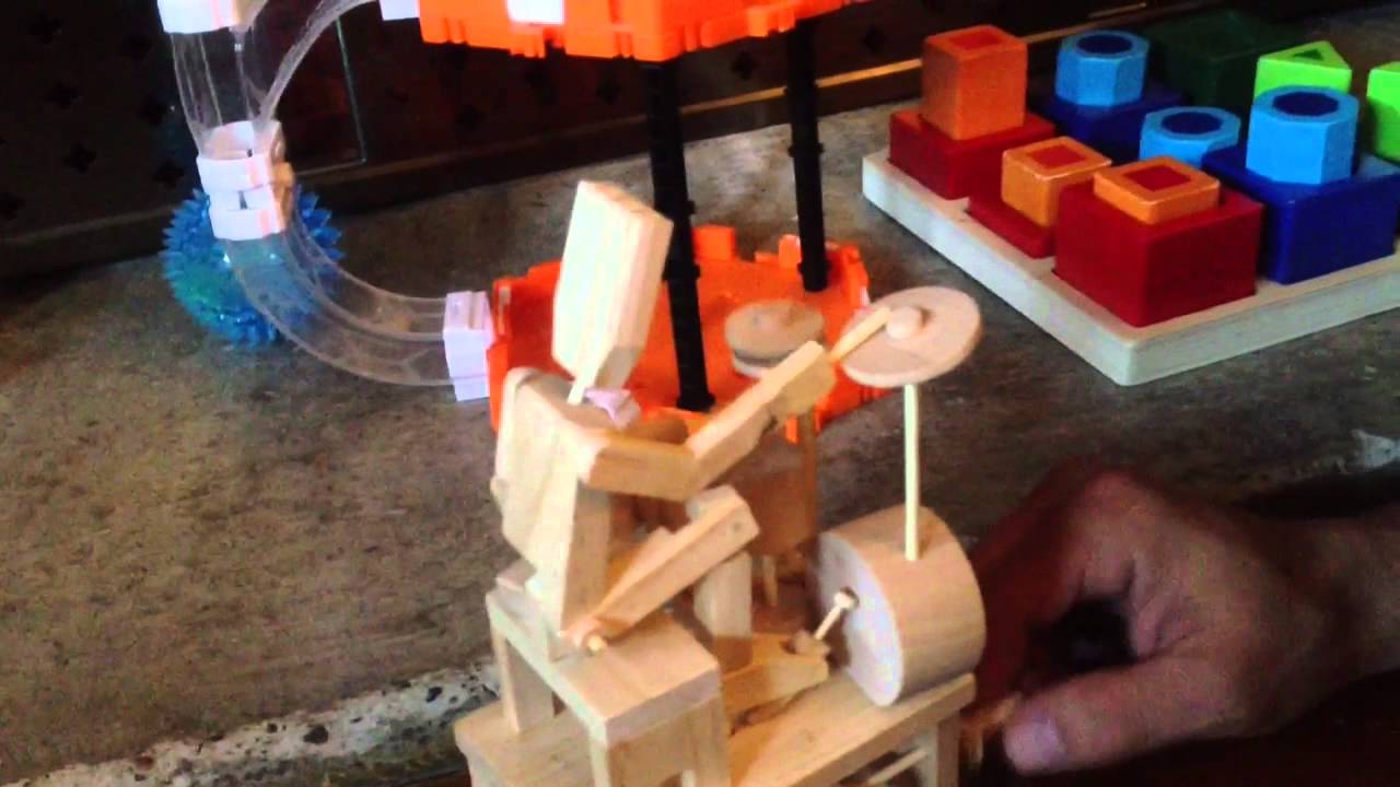 Wooden Automata Drummer Automation - YouTube