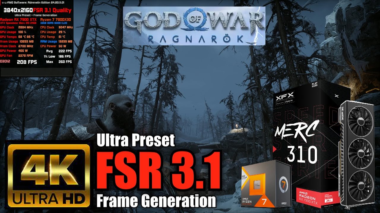7900 XTX 🖥️ 7800X3D 🎮 God of War Ragnarok @ 4K FSR 3.1 Quality + Ultra ...