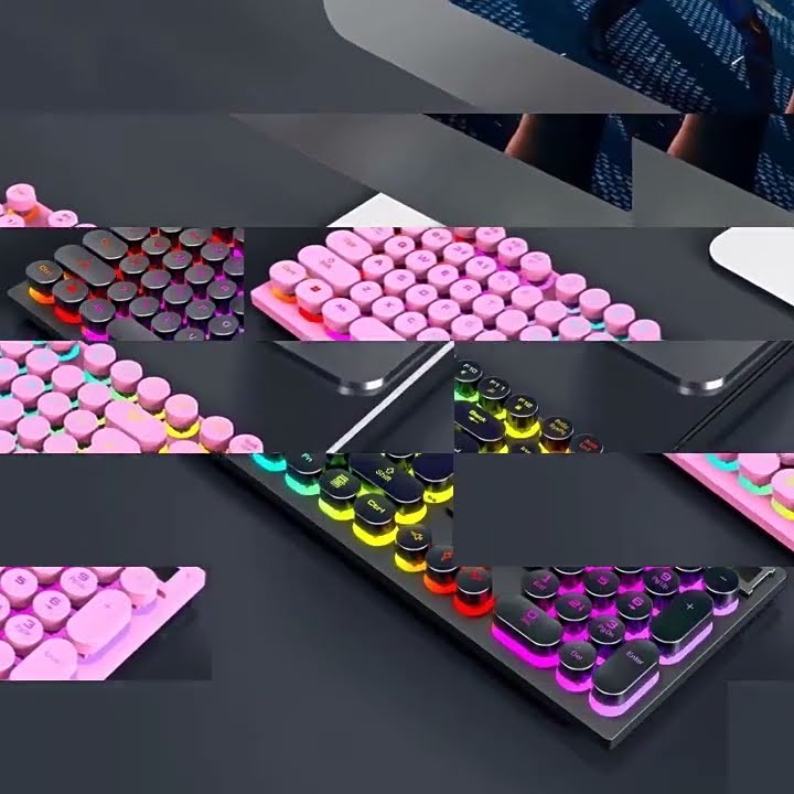 T-WOLF T80 Wired Retro Punk Keyboard - Colorful Backlit USB Mechanical ...