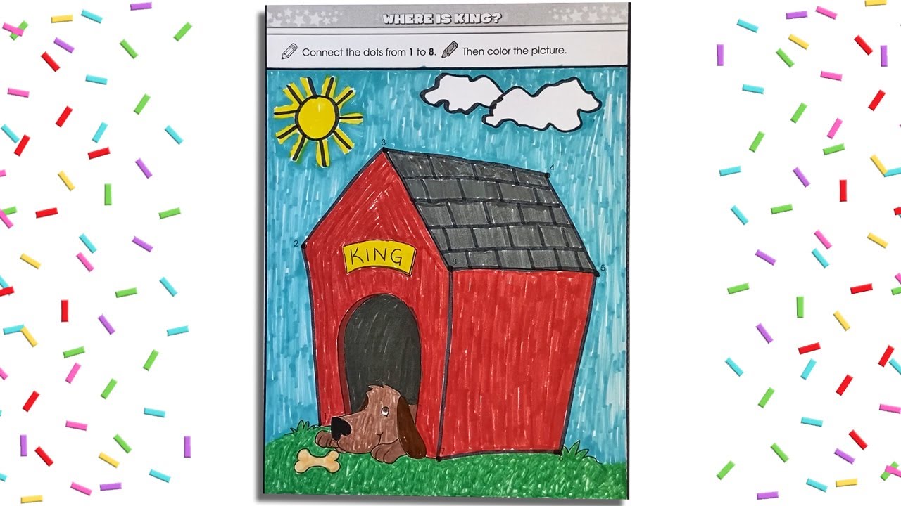 Coloring Dog House Page with Markers | Activity Page | Speed Coloring ...