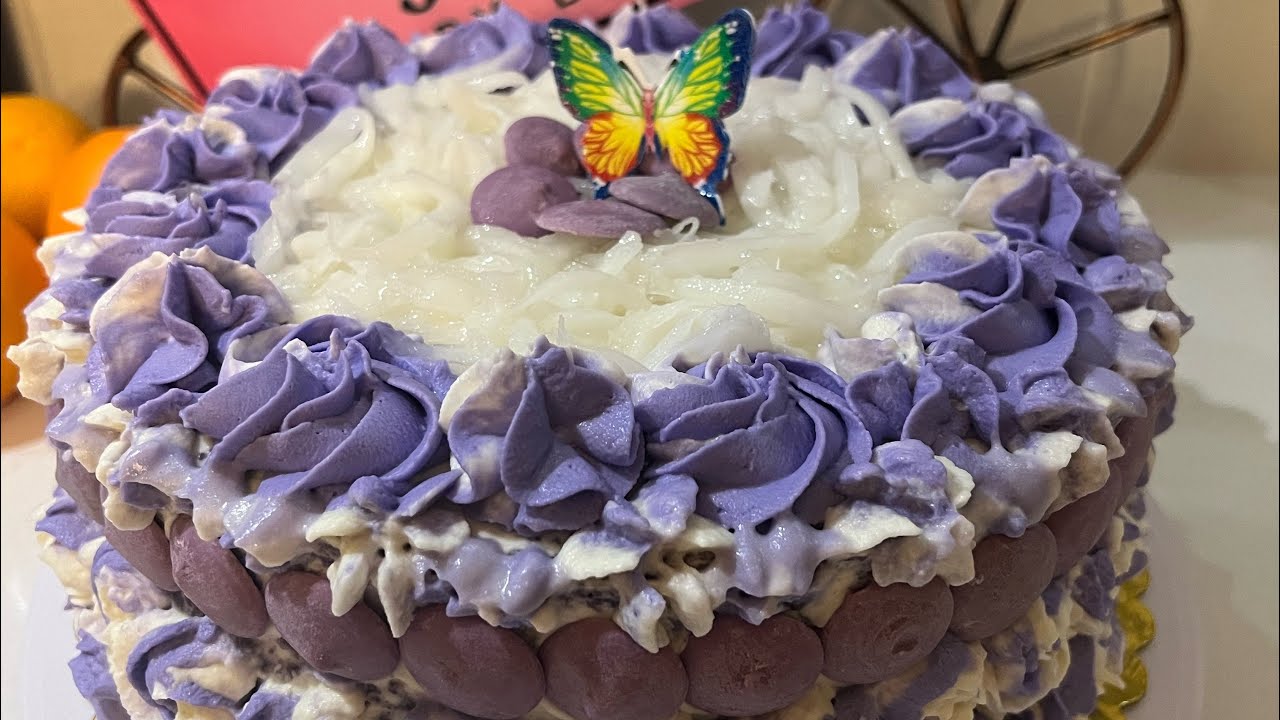 SIMPLE UBE CAKE DESIGN ️ - YouTube