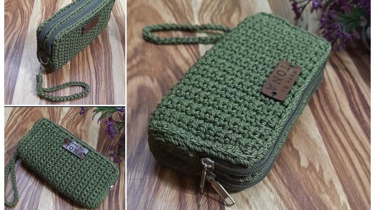 Crochet wallet with 2 zippers/Easy Crochet wallet with 2 pockets Mother ...