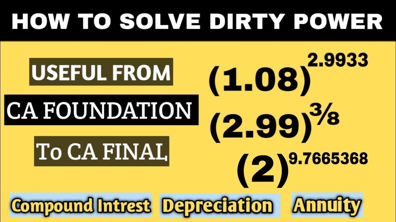 How To Solve Dirty Power | Time Value Of Money BMLRS || CA Foundation ...