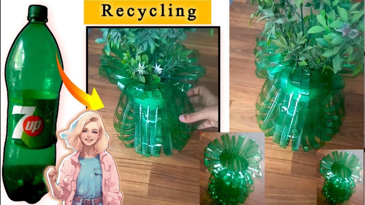 🔊Flower Vase Craft Using Waste Plastic Bottle | Paper Flower|Recycling ...